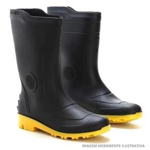 Bota de Segurança Pvc Pega Forte N°37 Preta/Amarela Grendene | Casa ...